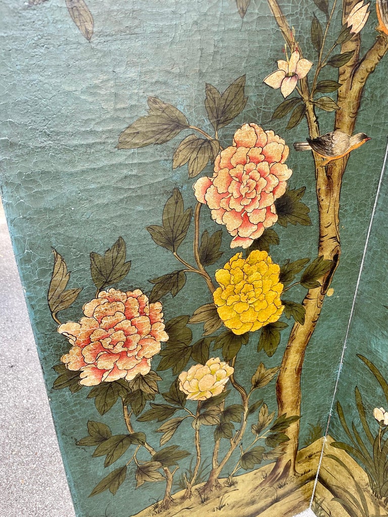 Early 20th C. Hand-Painted Japanese 4-Panel Paper Screen/ Divider For ...