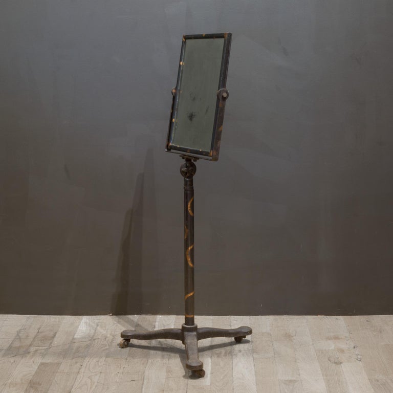 Early 20th c. Japanned Barber's Shaving Mirror c.1920 For Sale at 1stDibs