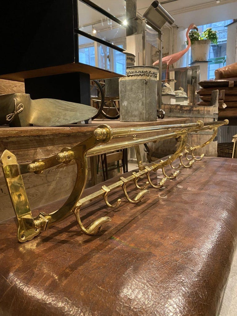 Early 20th Century Long French Brass Hat and Coat Rack at 1stDibs