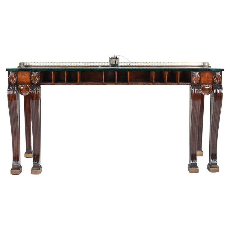 Early 20th Century, Mahogany and Brass Bank Table For Sale at 1stDibs