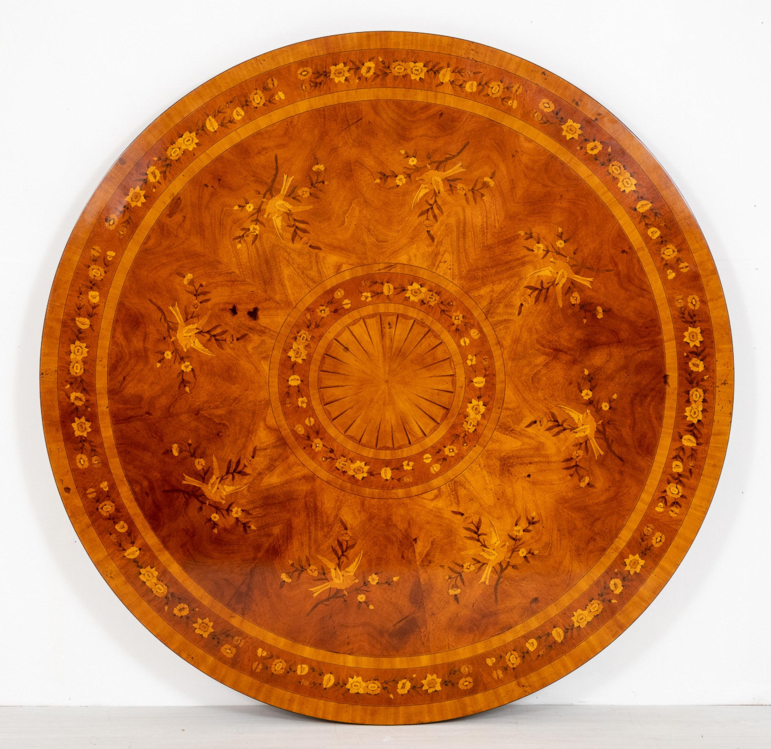 Early 20th Century Mahogany Circular Marquetry Dining Table at 1stDibs