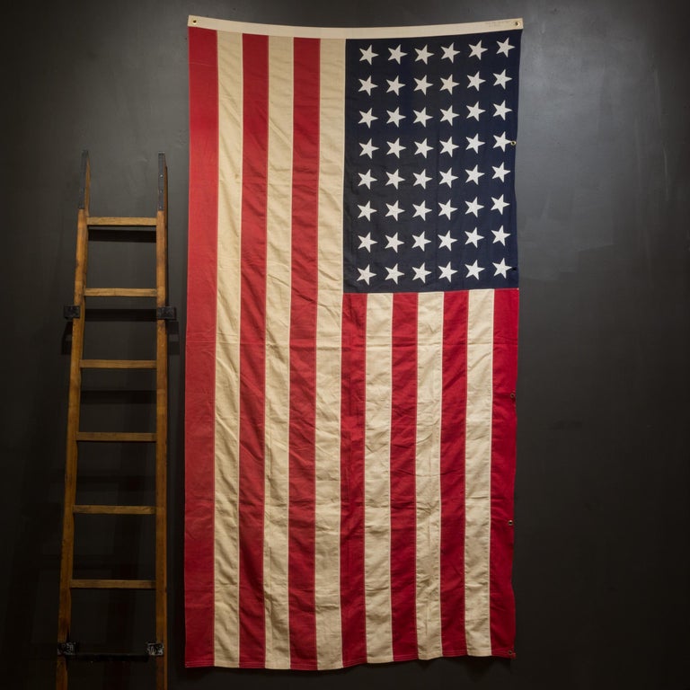 Early 20th C. Monumental "Valley Forge" American Flag with 48 Stars, c ...