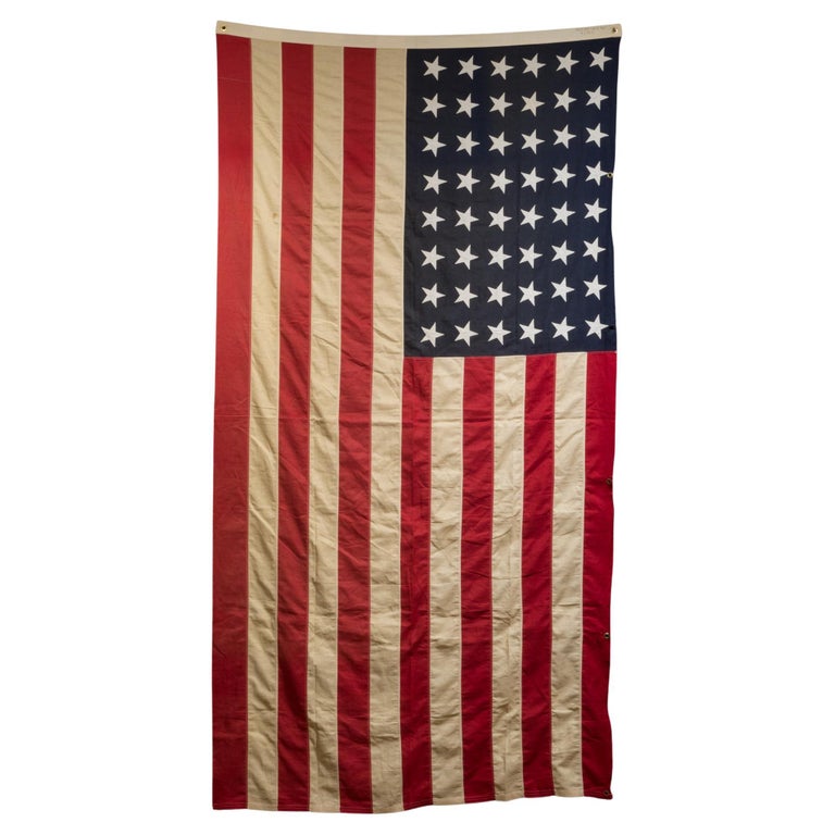 Early 20th C. Monumental "Valley Forge" American Flag with 48 Stars, c ...