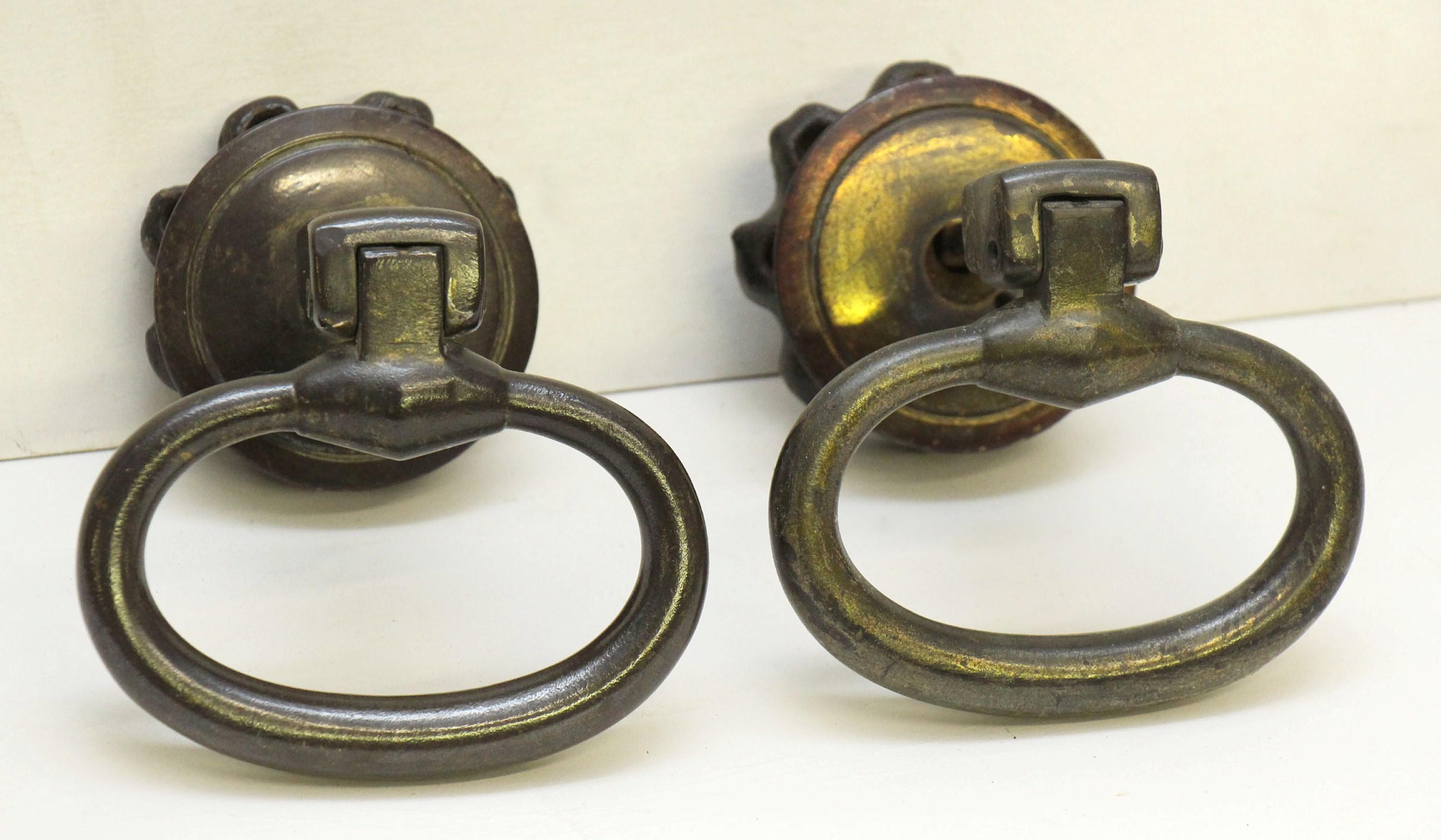 Early 20th C Pair Cast Metal Castle Drop Oval Drawer Pulls For Sale at ...