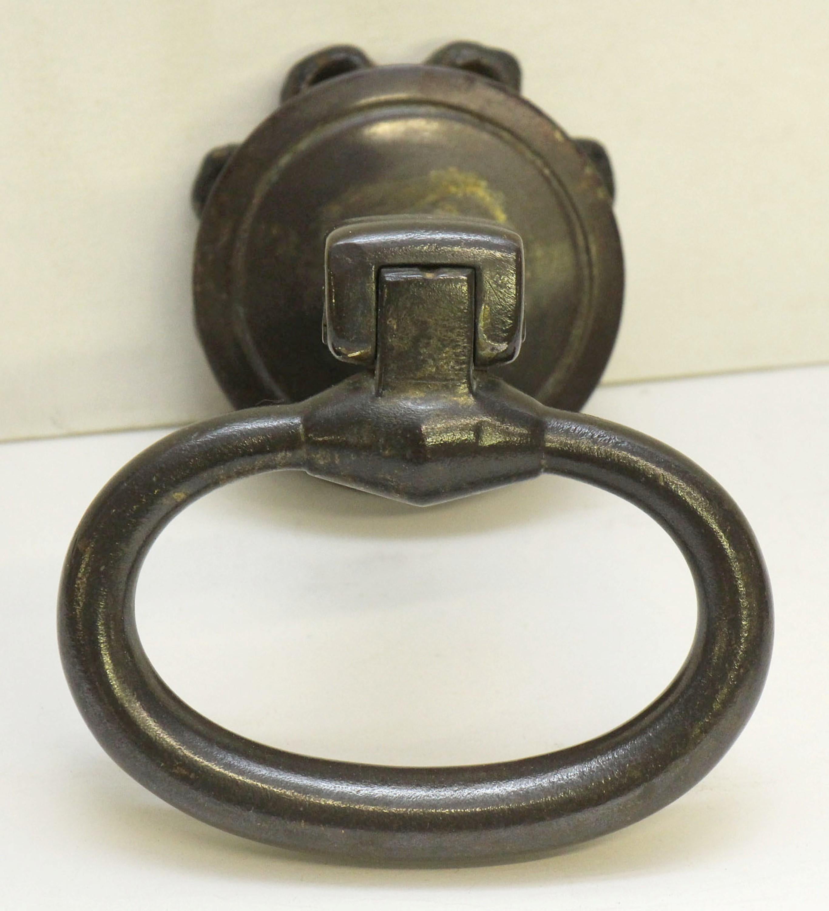 Early 20th C Pair Cast Metal Castle Drop Oval Drawer Pulls For Sale at ...