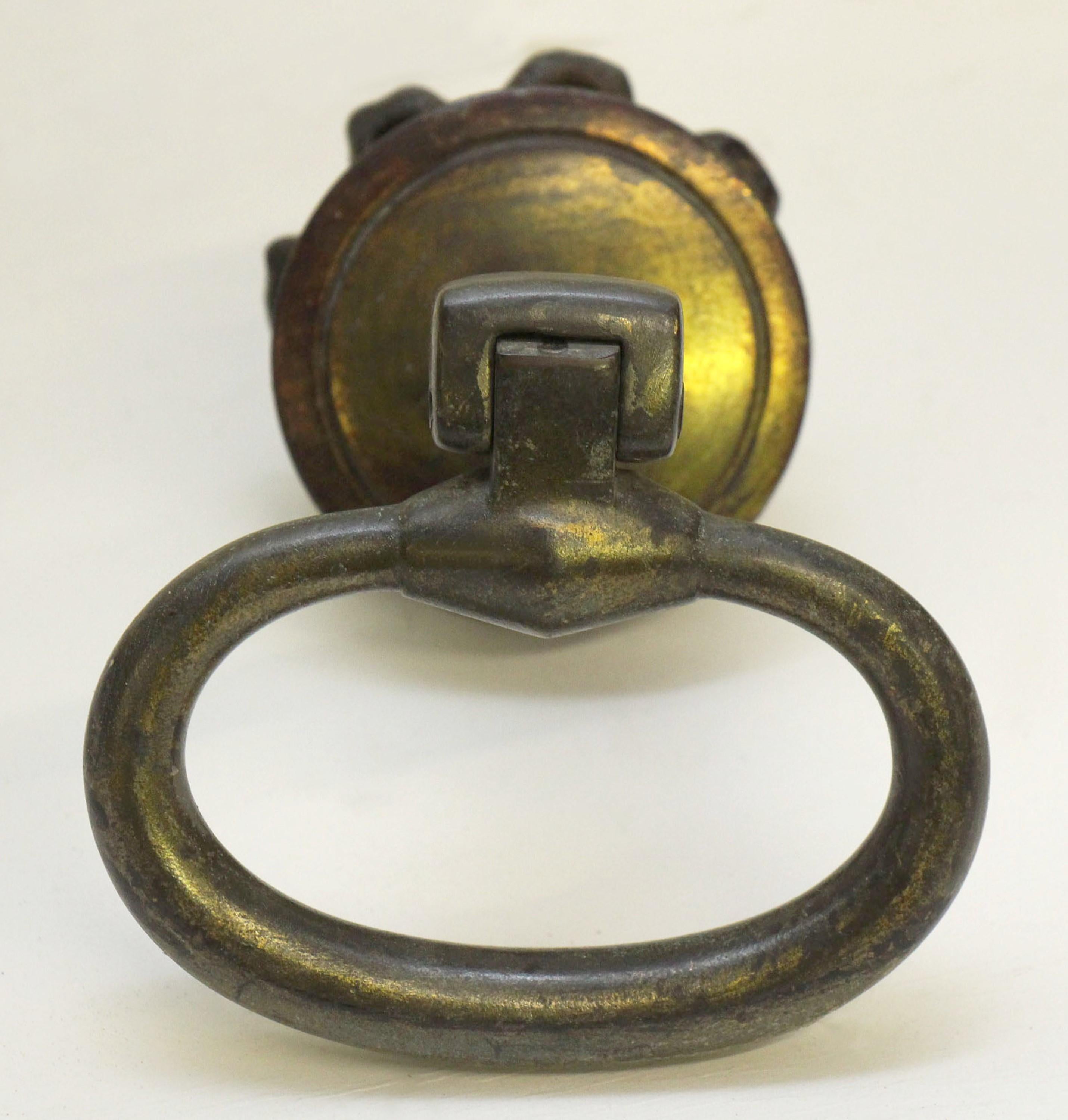 Early 20th C Pair Cast Metal Castle Drop Oval Drawer Pulls For Sale at ...