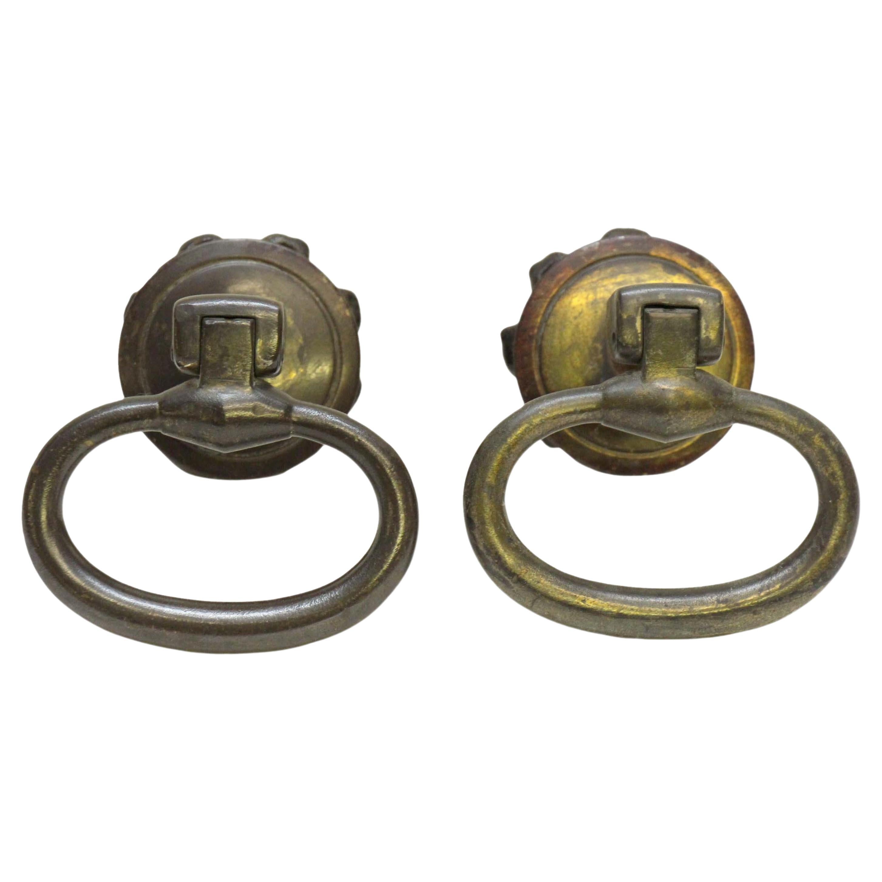 Early 20th C Pair Cast Metal Castle Drop Oval Drawer Pulls For Sale at ...