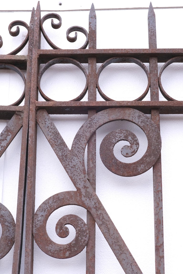 Early 20th C Pair Ornate Wrought Iron Driveway Gates For Sale at 1stDibs