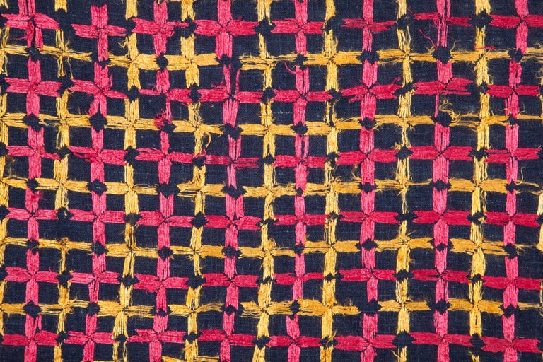 Early 20th Century Phulkari with Indigo Blue Background, India For Sale ...