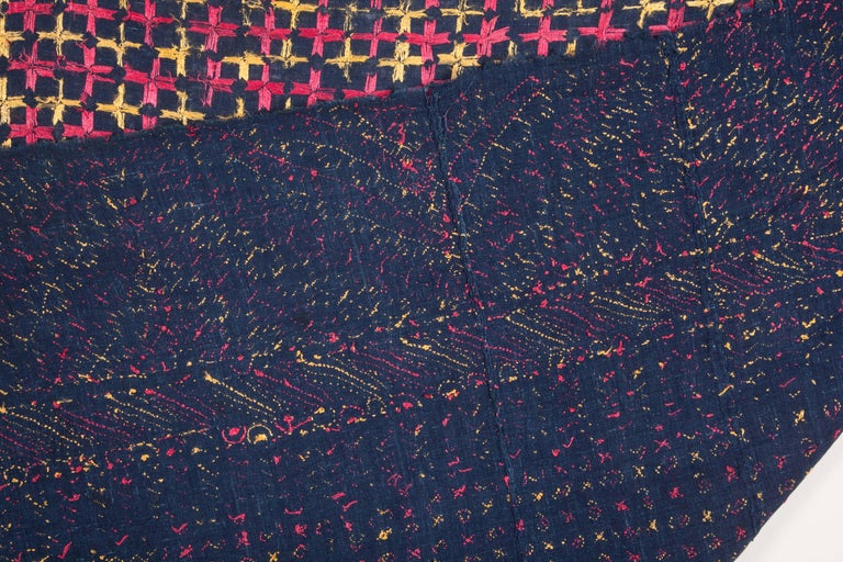 Early 20th Century Phulkari with Indigo Blue Background, India For Sale ...