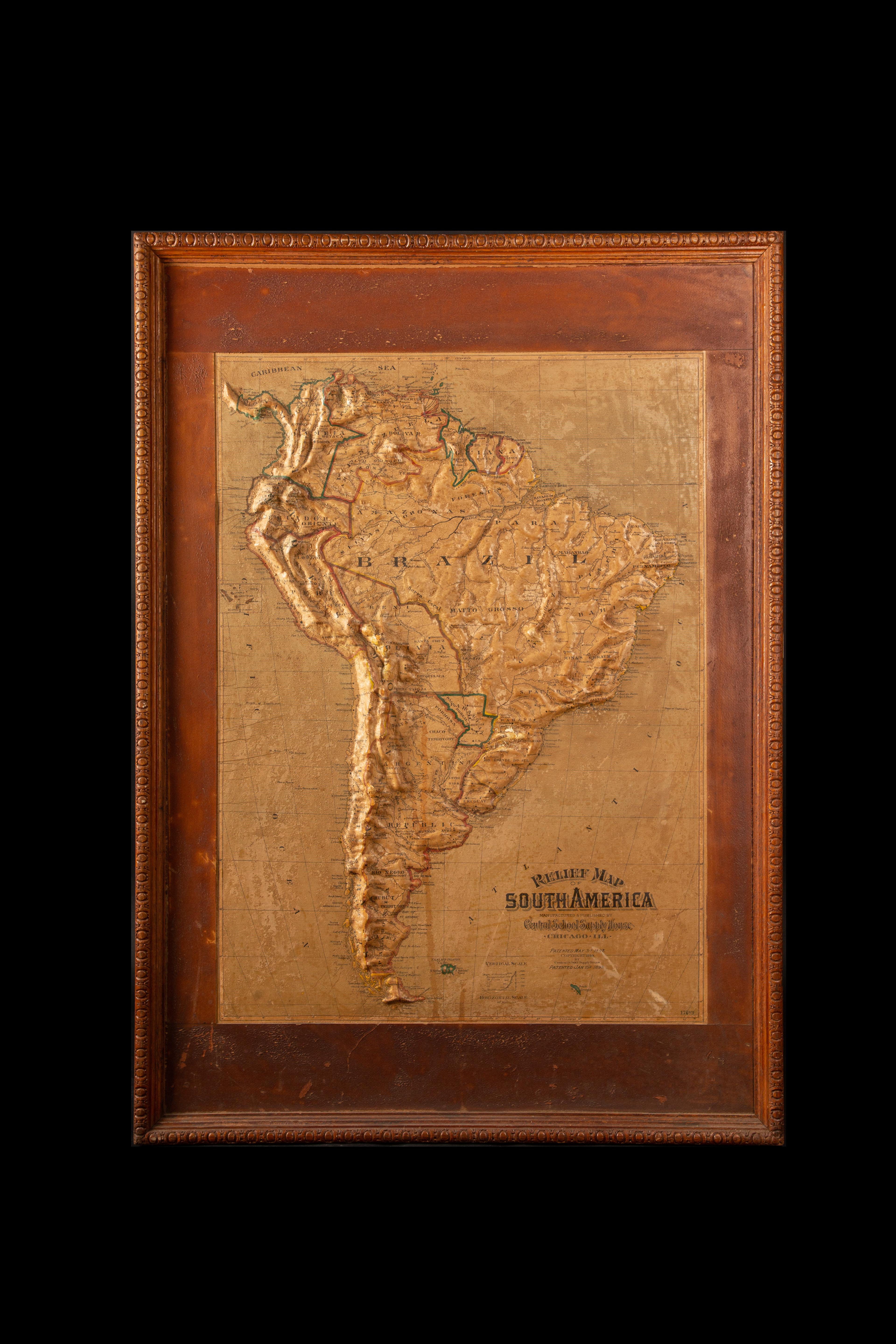 Mapas en relieve de principios del siglo XX: América del Sur, Asia y ...