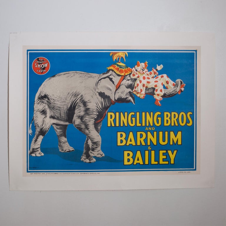 Early 20th Century Ringling Brothers Circus Poster, circa 1945 at ...