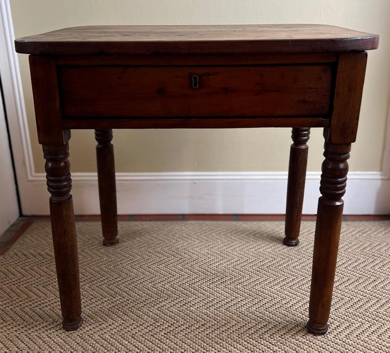 Early 20th C Rustic Bobbin Leg Side Table With Single Plank Top For ...