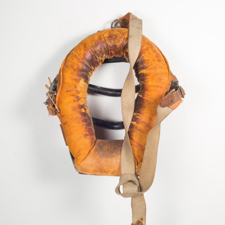 Early 20th C. Steel and Leather Catcher's Mask, c.1920 For Sale at 1stDibs