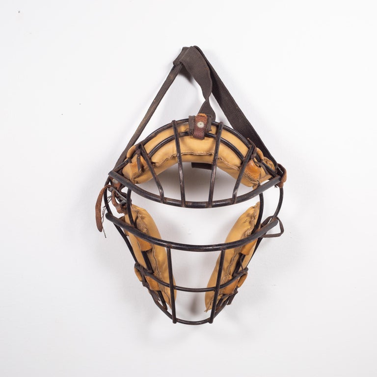 Early 20th C. Steel and Leather Catcher's Mask c.1940 at 1stDibs