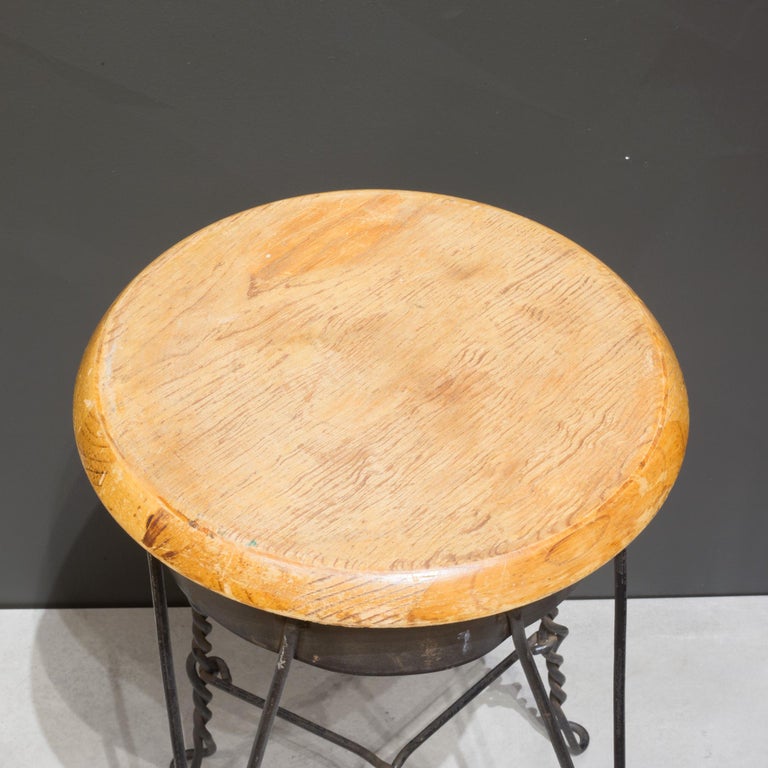 Early 20th C. Twisted Wire Fixed Small Stool, c.1940 For Sale at 1stDibs