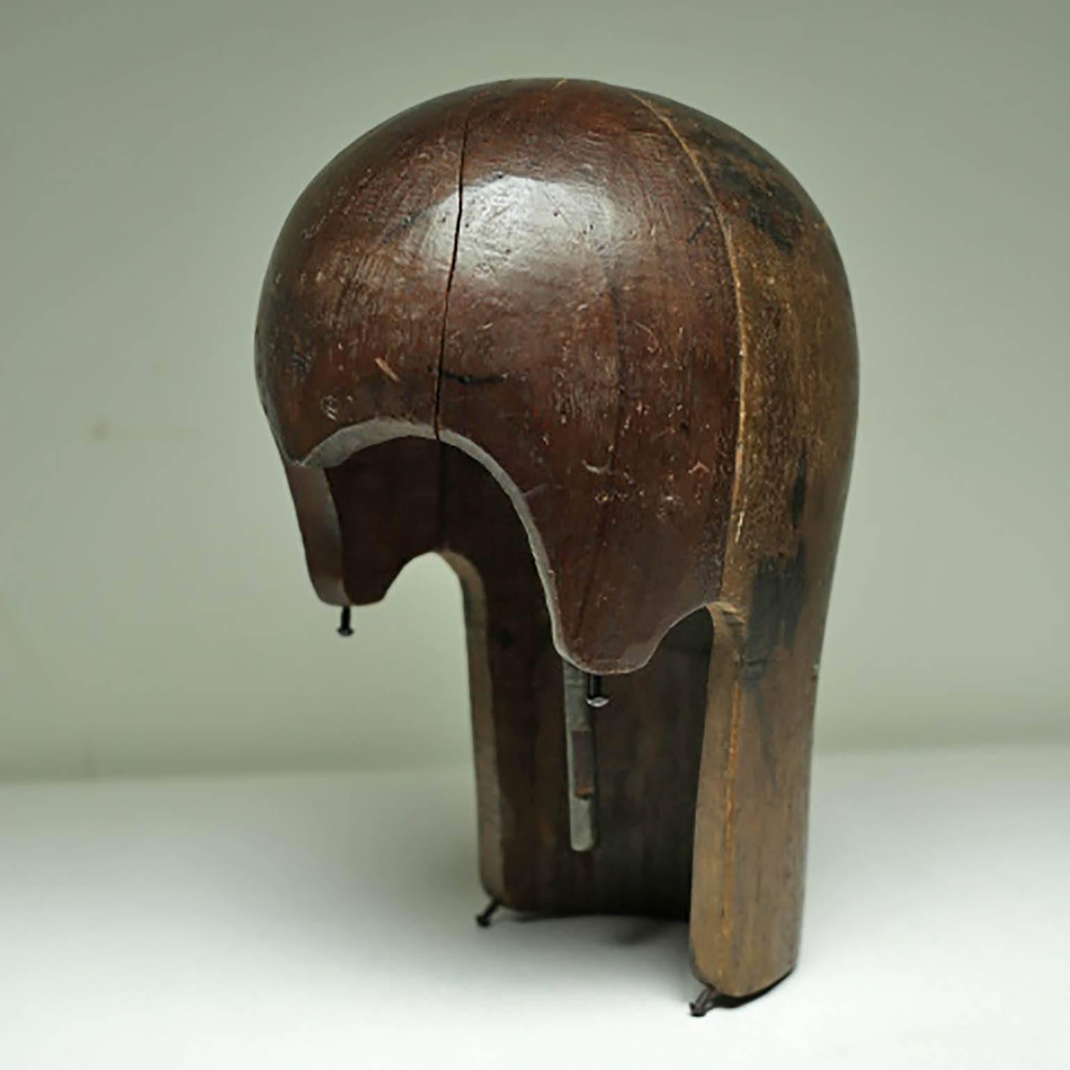 Early 20th Century Wood Hat Form, circa 1940s at 1stDibs