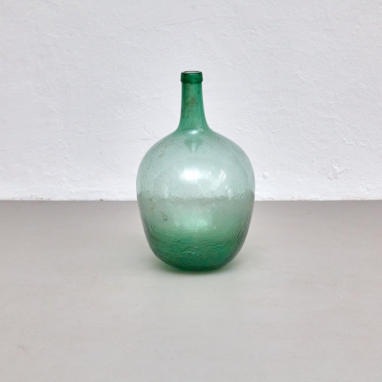 Early 20th Centry Spanish Glass Bottle Vase, circa 1940 For Sale at 1stDibs