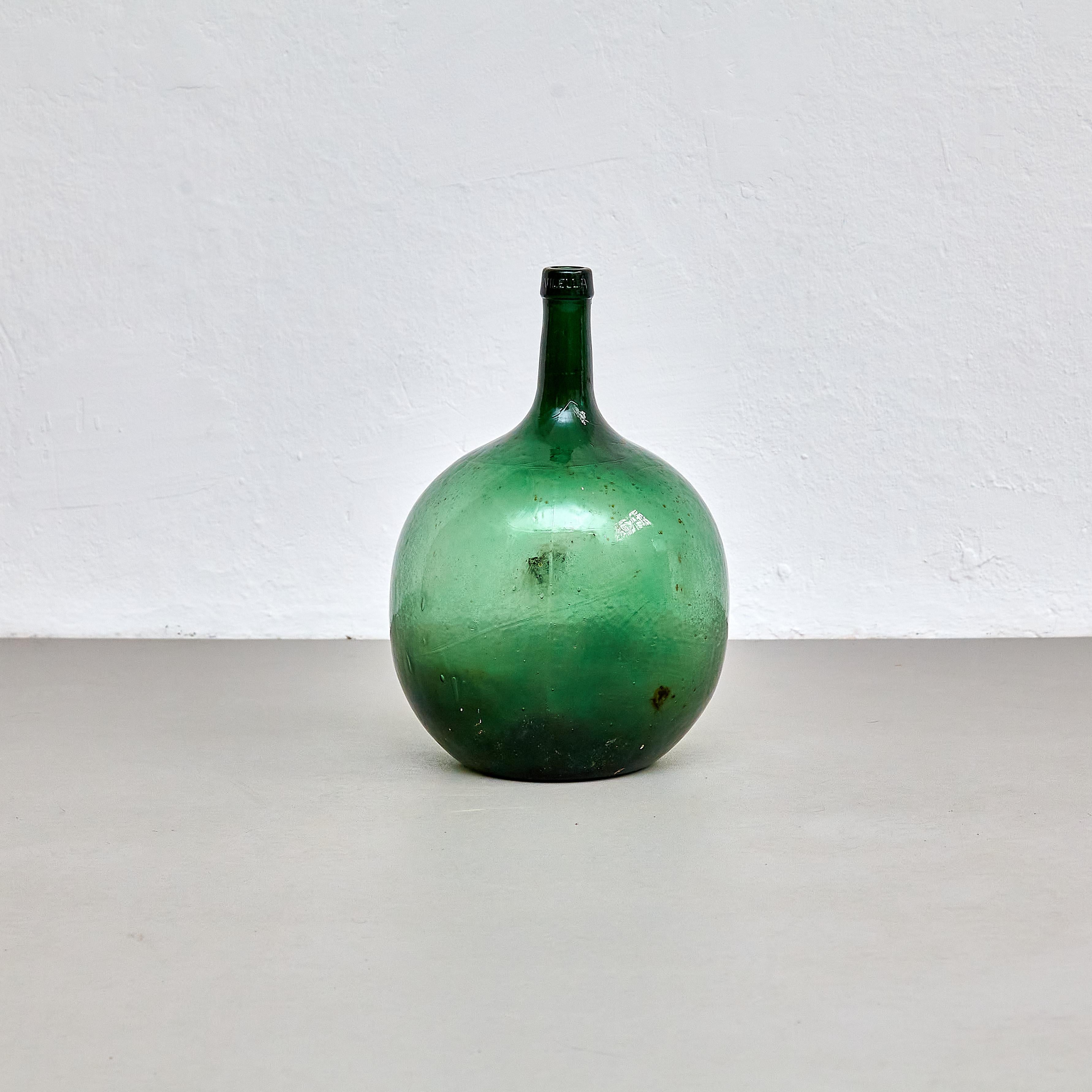 Early 20th Centry Spanish Glass Bottle Vase, circa 1940 at 1stDibs