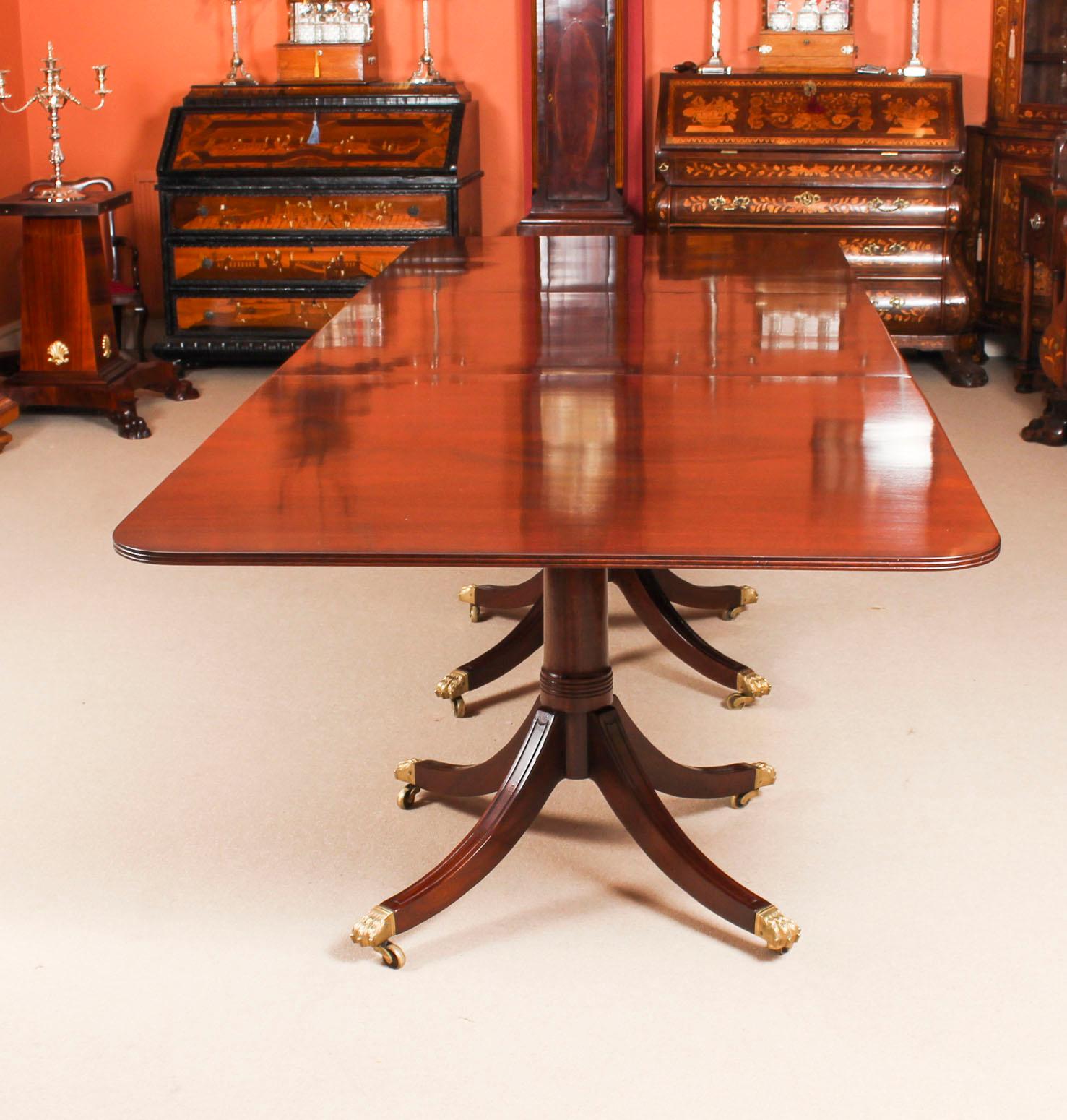 Early 20th Century Regency Revival Mahogany 3 Pillar Dining Table at ...