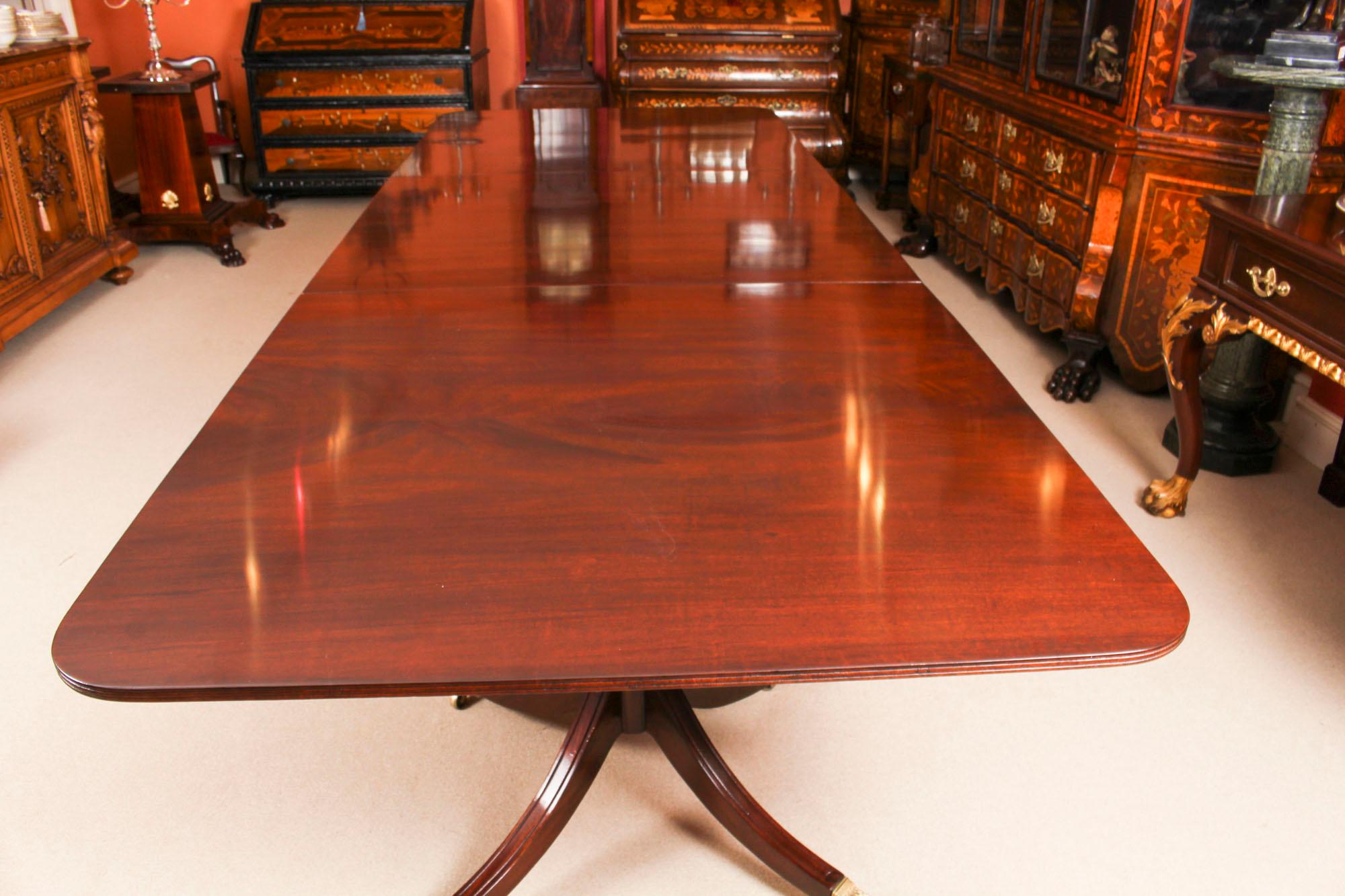 Early 20th Century Regency Revival Mahogany 3 Pillar Dining Table at ...