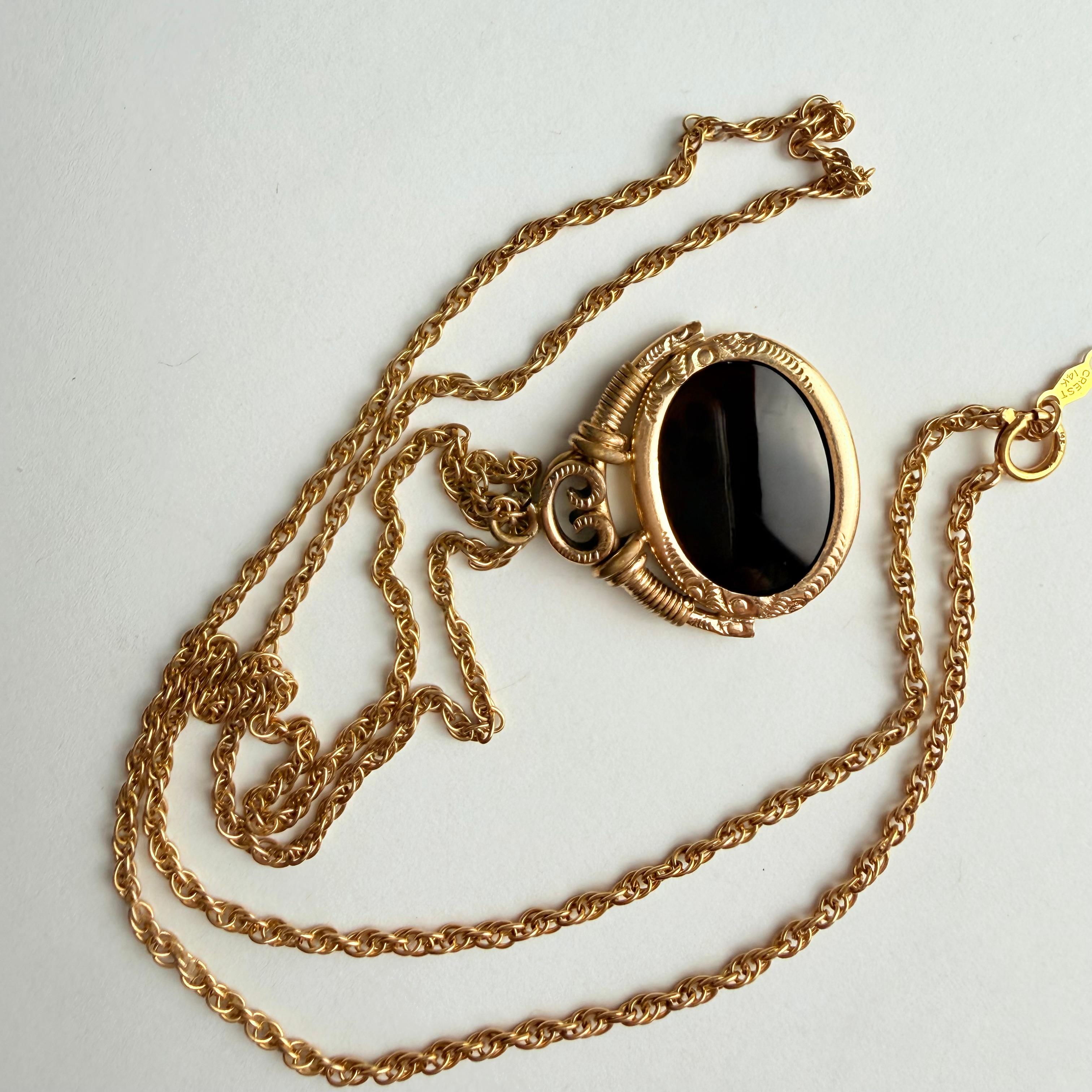 Early 20th Century 14k Gold Intaglio Cameo 24 Inc Rope Necklace For ...