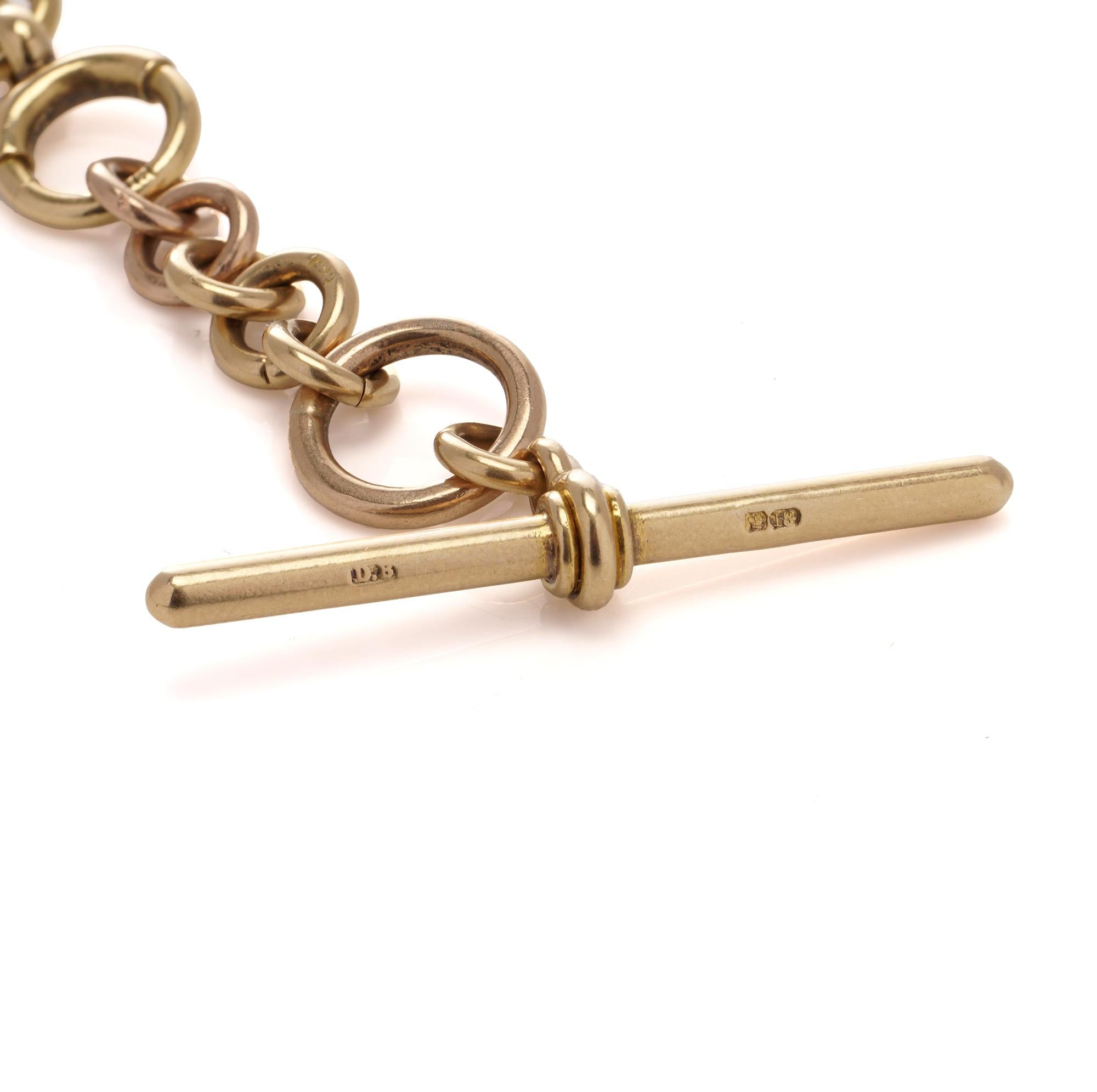 Early 20th century 18kt yellow gold Albert chain For Sale at 1stDibs