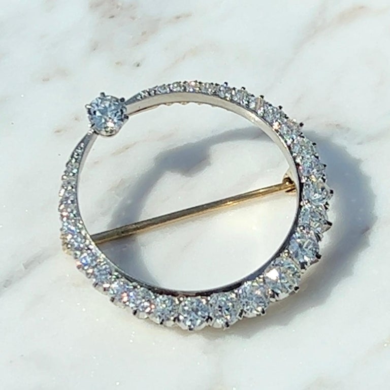 Early 20th Century 2.00ct Old European Cut Diamond Circle Pin in ...