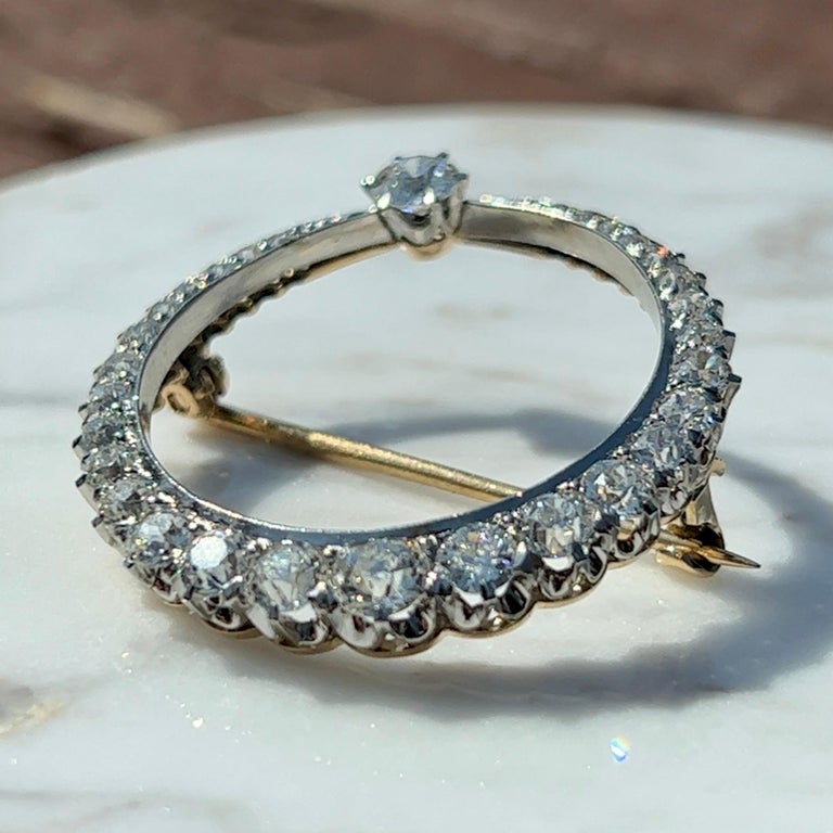 Early 20th Century 2.00ct Old European Cut Diamond Circle Pin in ...