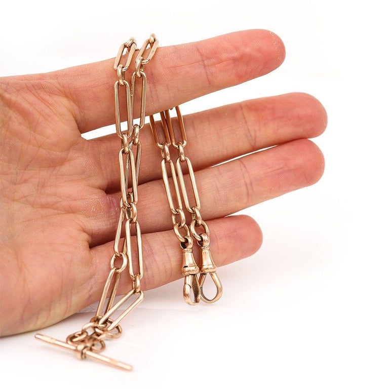 Early 20th Century 9 ct Rose Gold Trombone Link Albert Watch Chain at ...