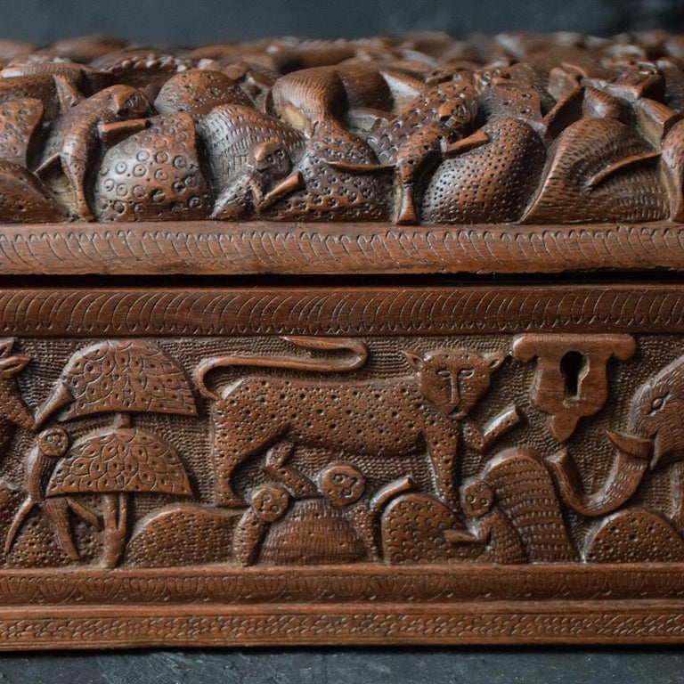 Early 20th Century, Amazing Hand Carved Indian Cigar Box For Sale at ...