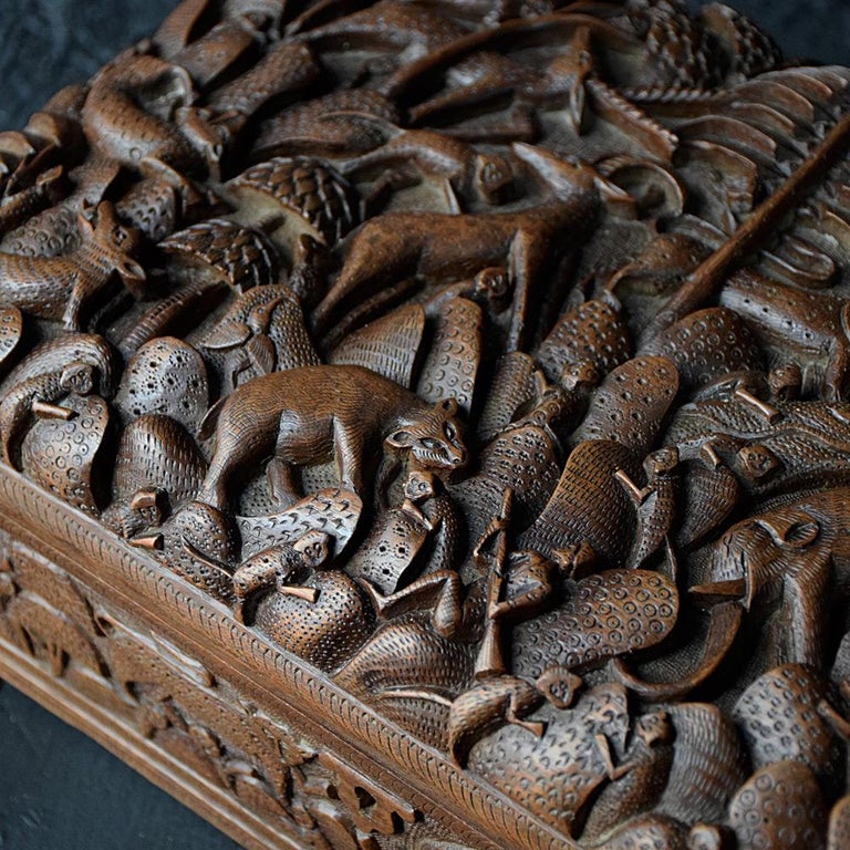 Early 20th Century, Amazing Hand Carved Indian Cigar Box For Sale at ...
