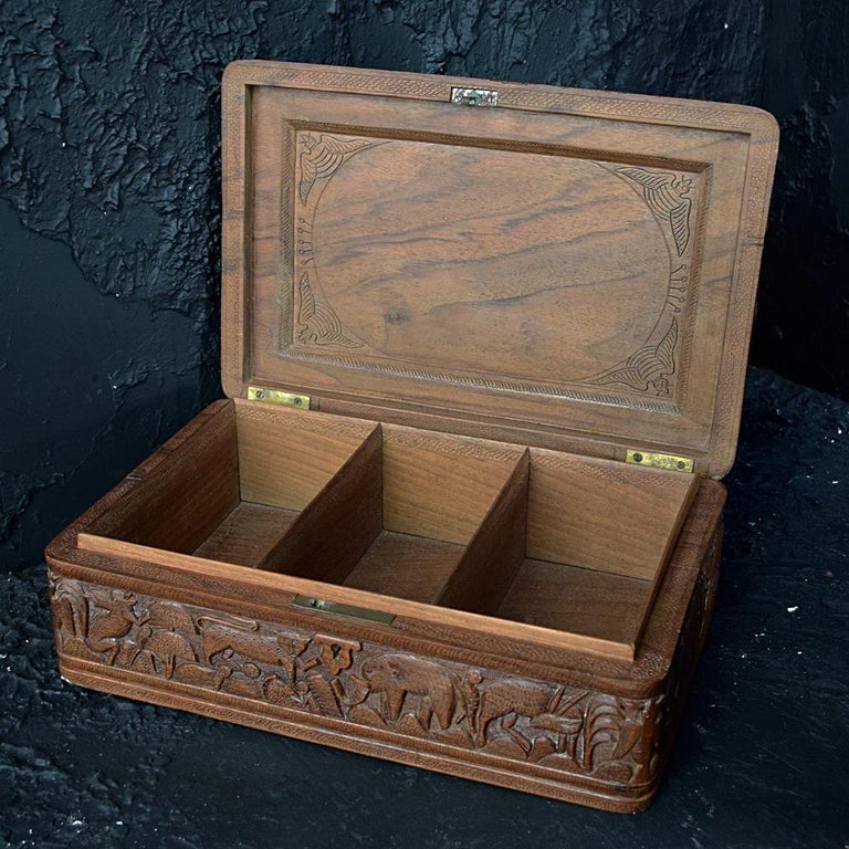 Early 20th Century, Amazing Hand Carved Indian Cigar Box For Sale at ...