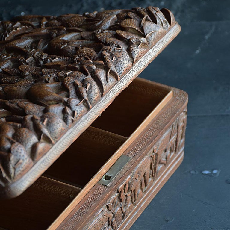 Early 20th Century, Amazing Hand Carved Indian Cigar Box For Sale at ...