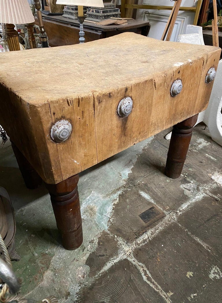 Early 20th Century American Butcher Block Table at 1stDibs