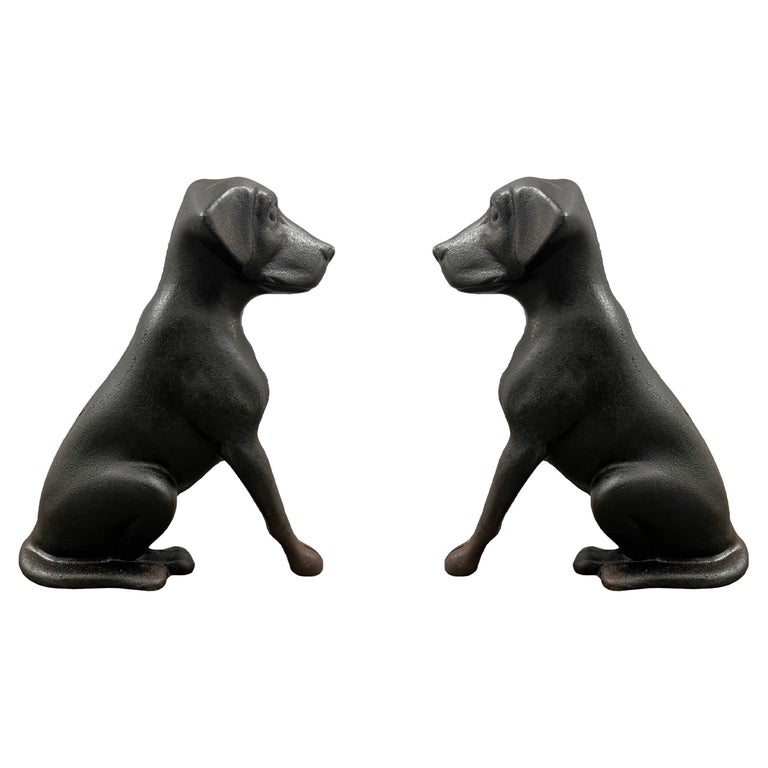 Early 20th Century American Labrador Andirons For Sale at 1stDibs