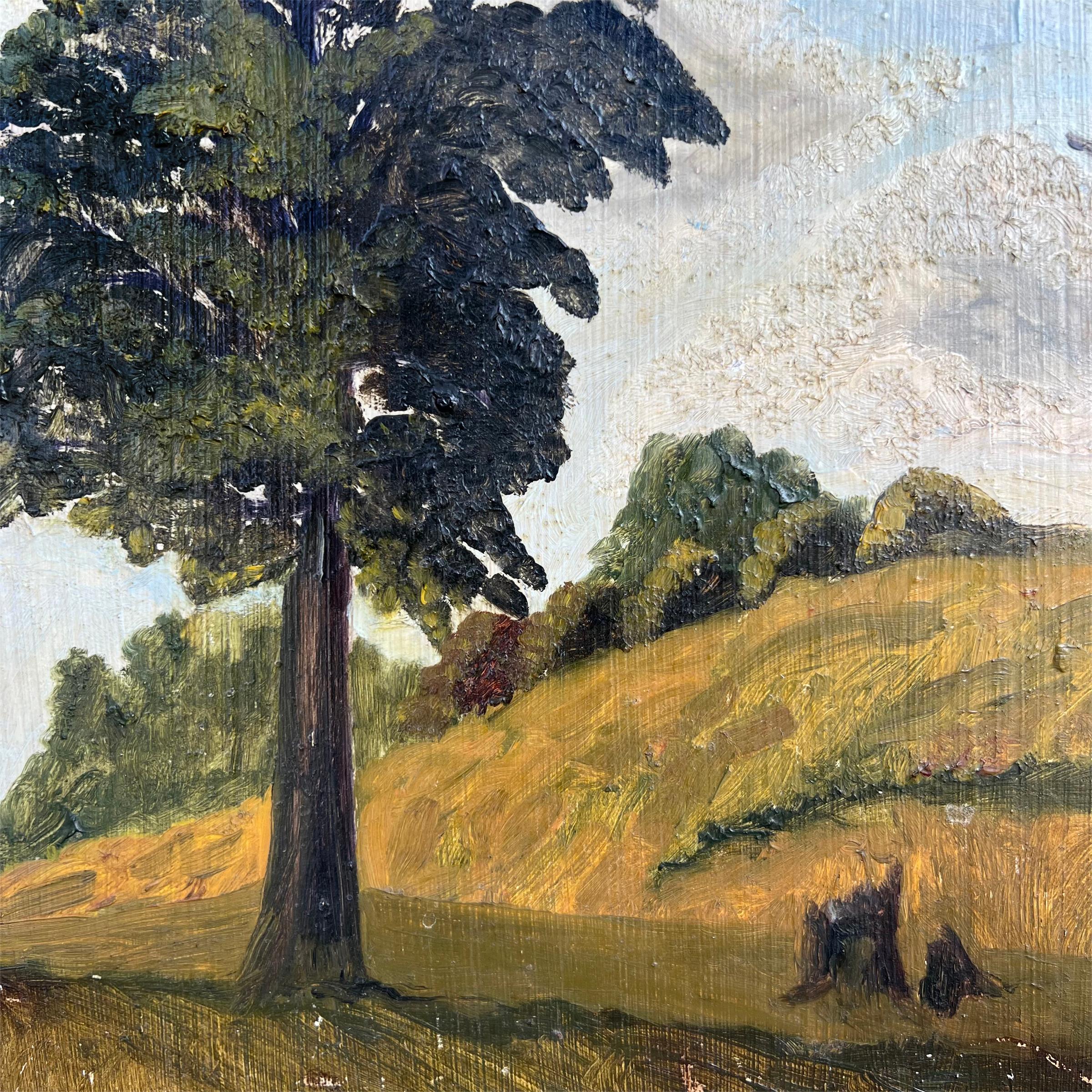 Early 20th Century American Naive Landscape Painting For Sale at 1stDibs