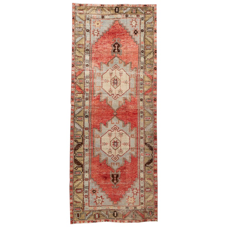 Early 20th Century Antique Anatolian Wool Runner Rug For Sale at 1stDibs