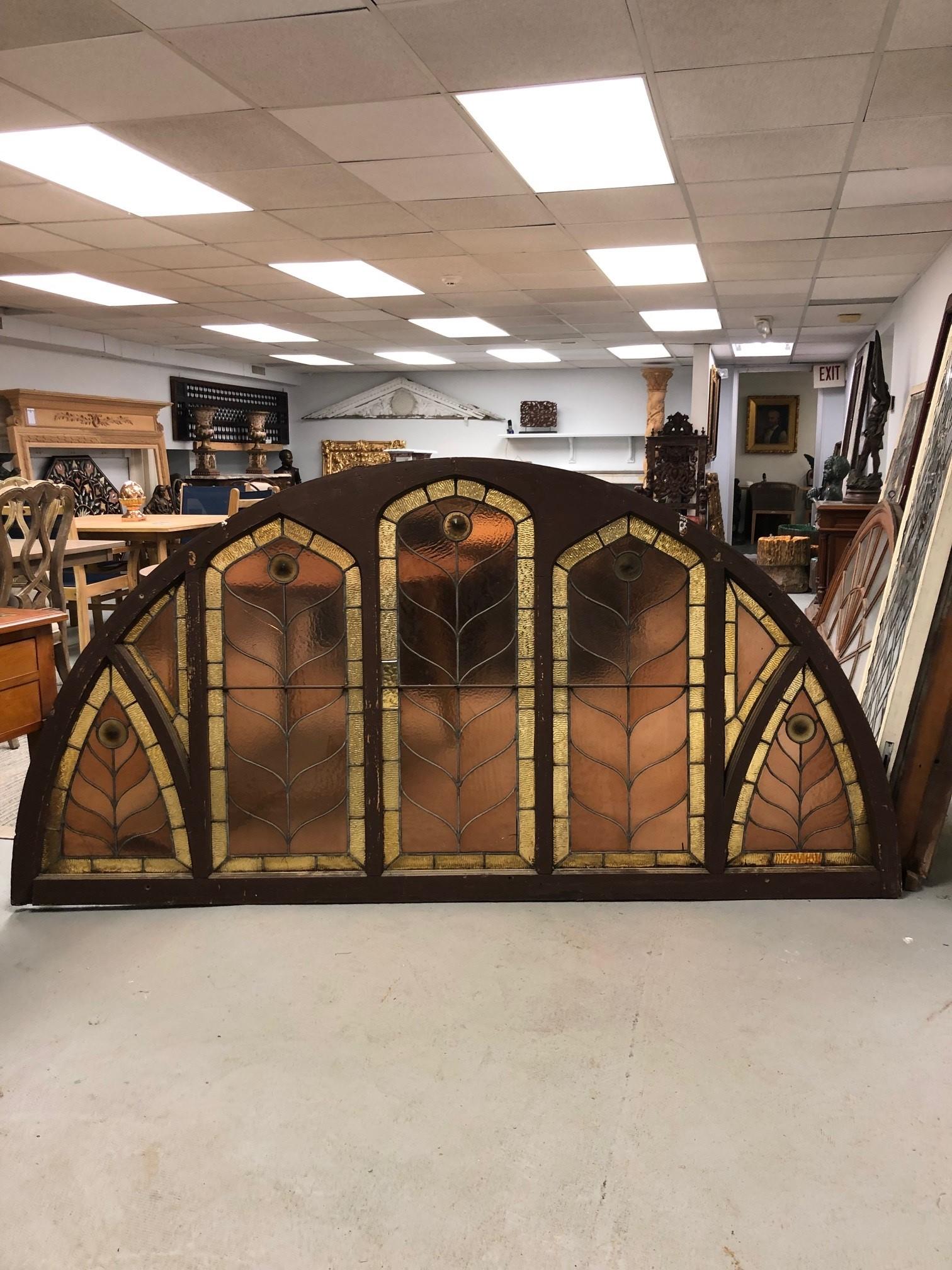 Early 20th Century Antique Arched Stained Glass Window For Sale at 1stDibs