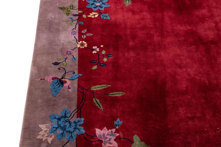 Antique Red Art Deco Chinese Wool Rug 8 Ft 10 In X 11 Ft 4 In. For Sale ...