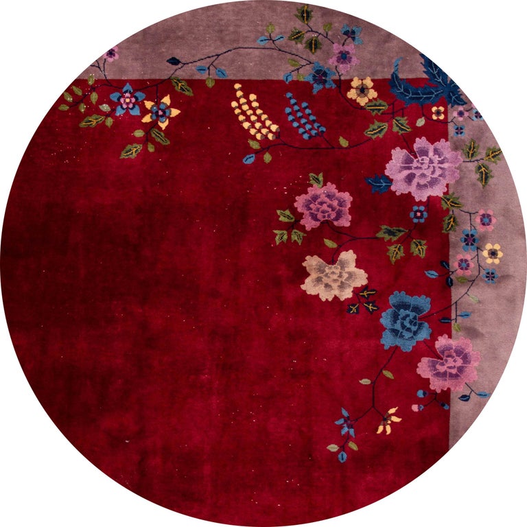 Antique Red Art Deco Chinese Wool Rug 8 Ft 10 In X 11 Ft 4 In. For Sale ...