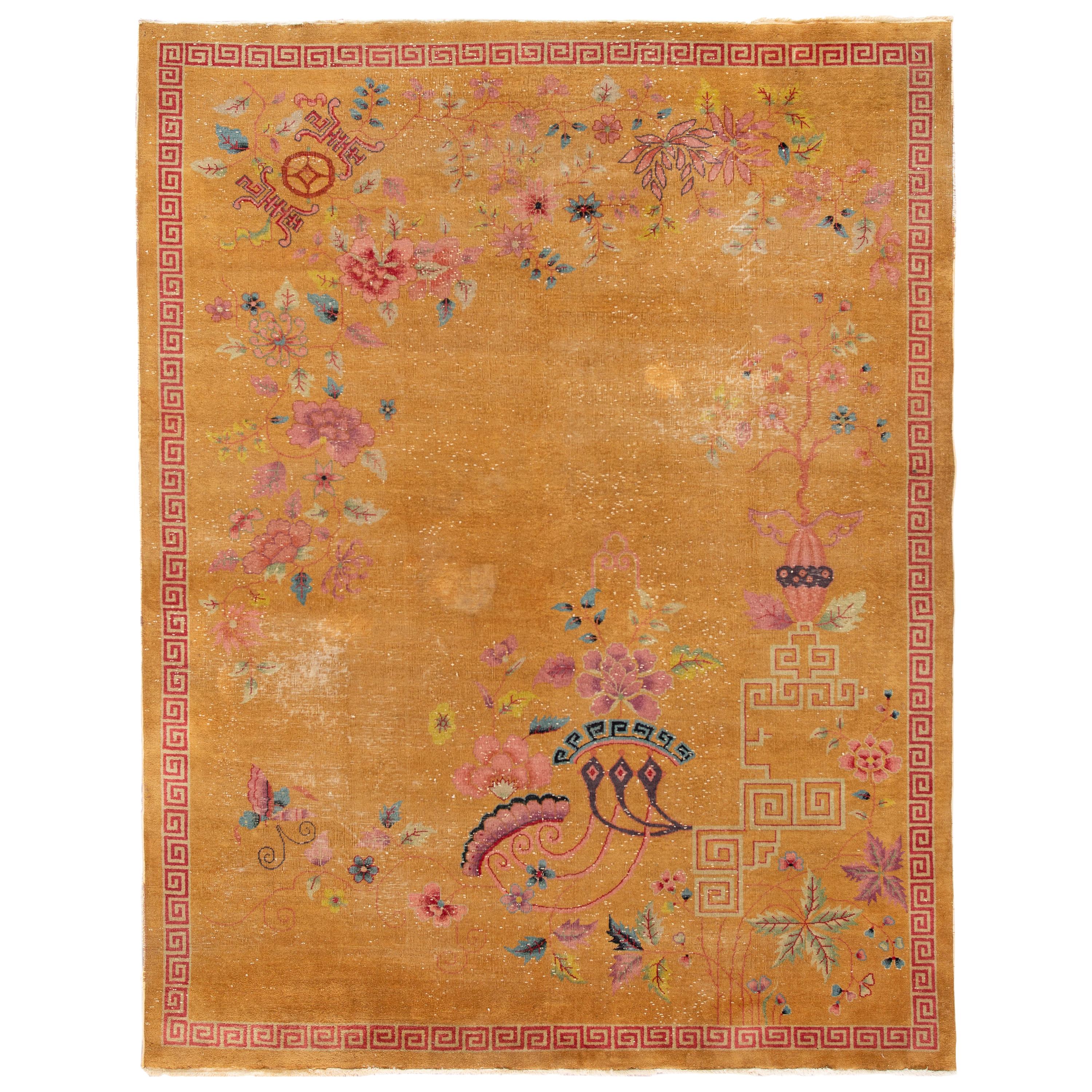 Early 20th Century Antique Art Deco Chinese Wool Rug at 1stDibs