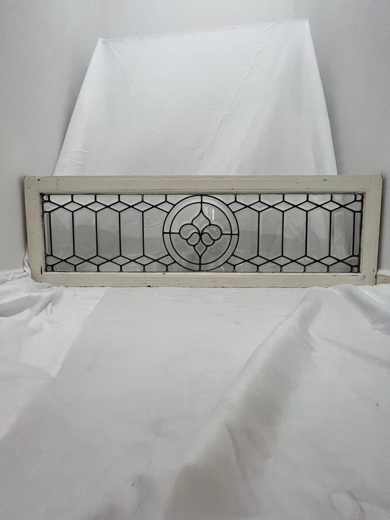Early 20th Century Antique Beveled Glass Transom Window in a Wood Frame ...