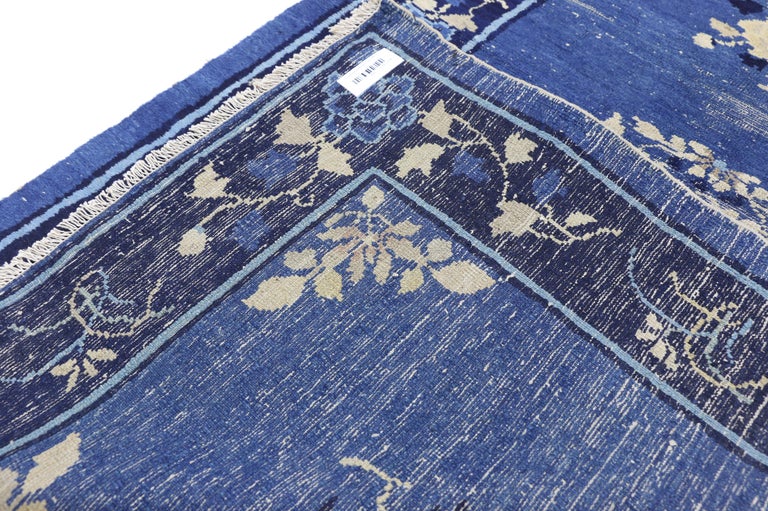 Early 20th Century Antique Blue Chinese Art Deco Rug at 1stDibs