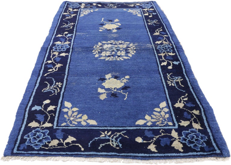 Early 20th Century Antique Blue Chinese Art Deco Rug at 1stDibs