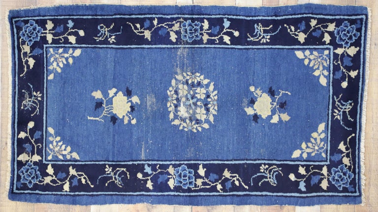 Early 20th Century Antique Blue Chinese Art Deco Rug at 1stDibs