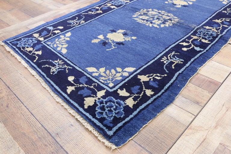 Early 20th Century Antique Blue Chinese Art Deco Rug at 1stDibs