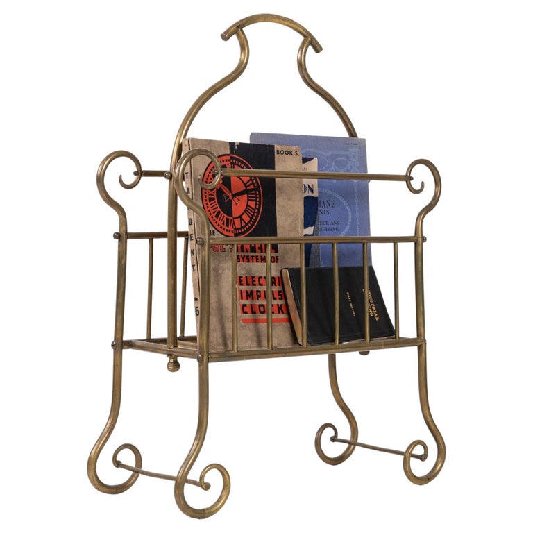 Early 20th Century Antique Brass Magazine Rack, c.1930 For Sale at 1stDibs