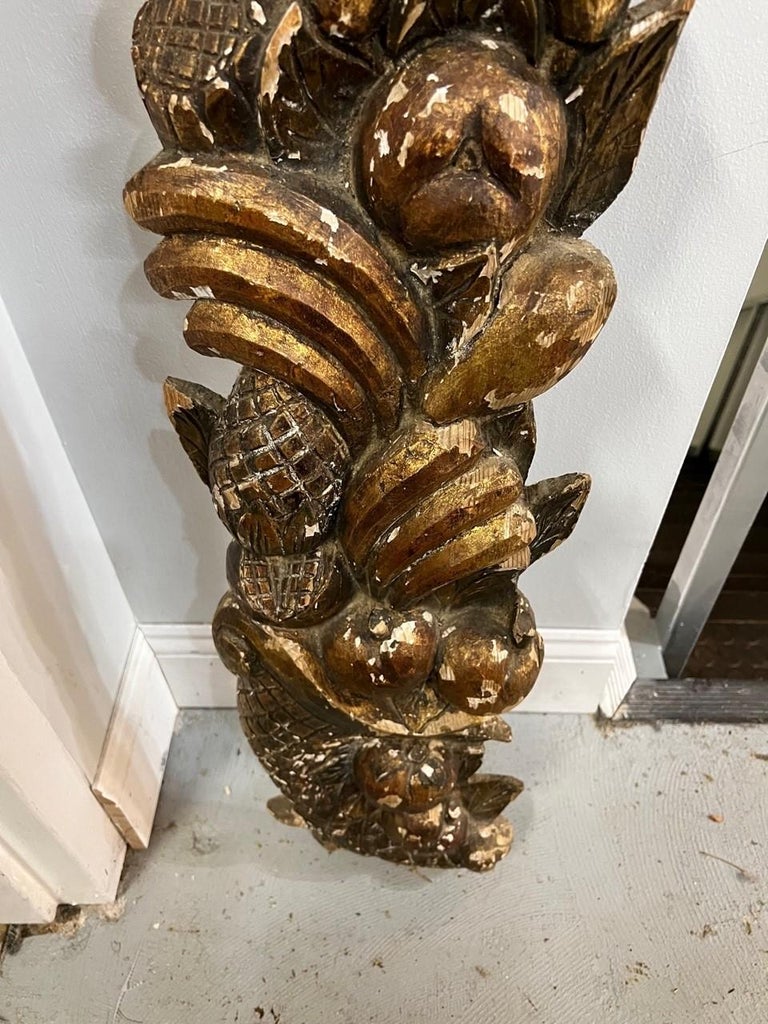 Early 20th Century Antique Carved Wood Cornucopia with Fruit and Corn ...