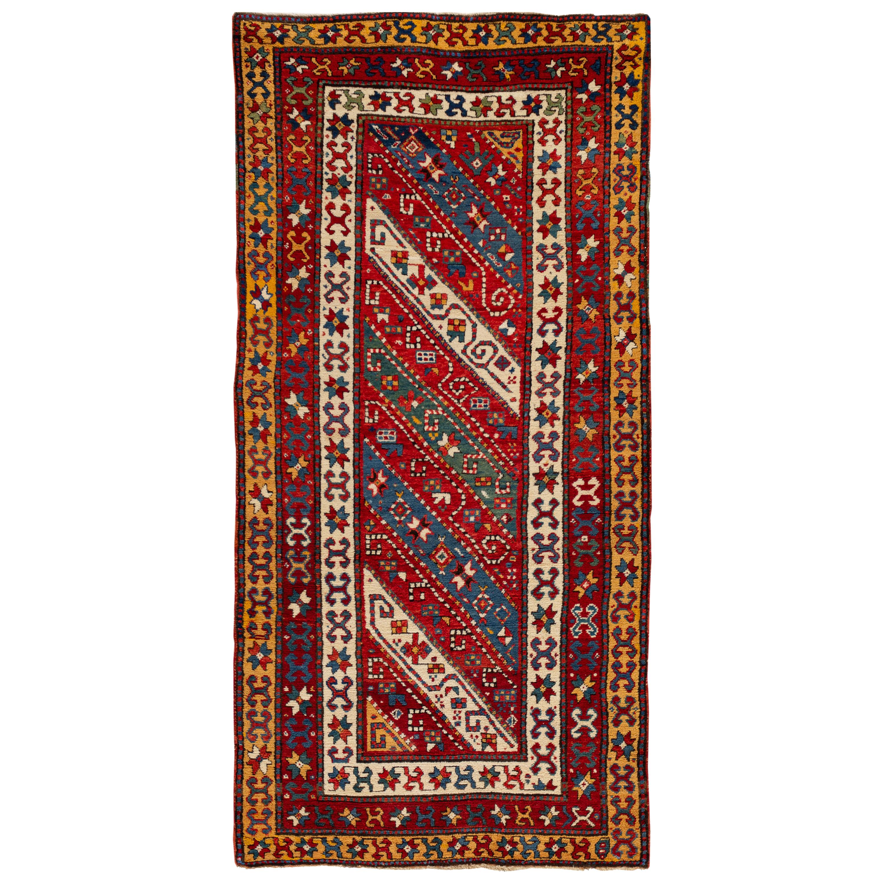 Early 20th Century Antique Caucasian Wool Rug For Sale at 1stDibs